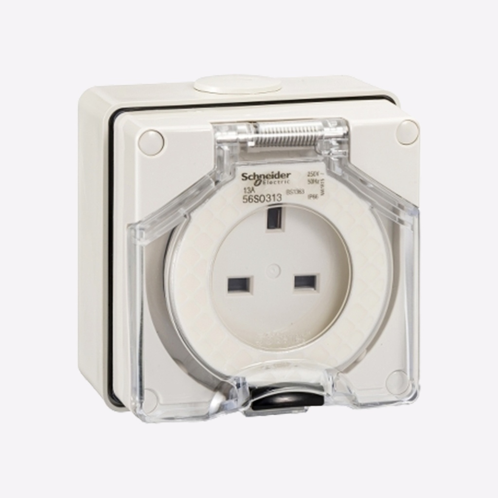 13A 1G 3PIN SURFACE SOCKET OUTLET IP66 WEATHER PROOF - SCHNEIDER ...