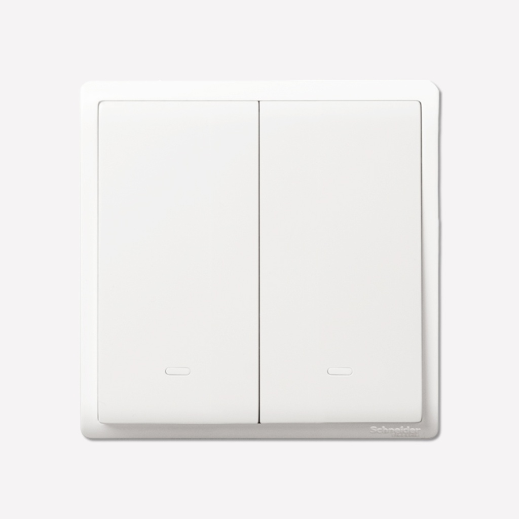16A 2G 1WAY SWITCH PIENO WHITE - SCHNEIDER | Plaza Middle East