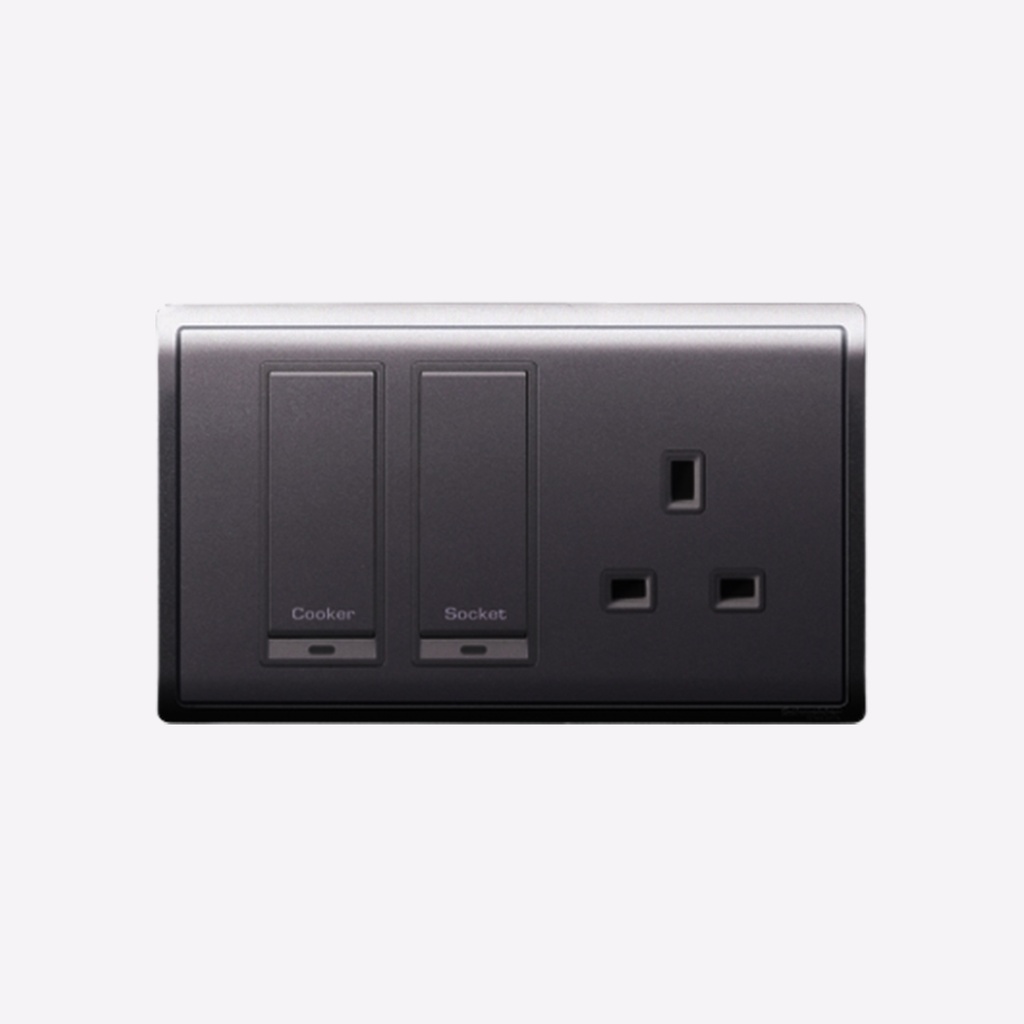 45A COOKER SWITCH+13A SOCKET PIENO MATT BLACK - SCHNEIDER | Plaza ...