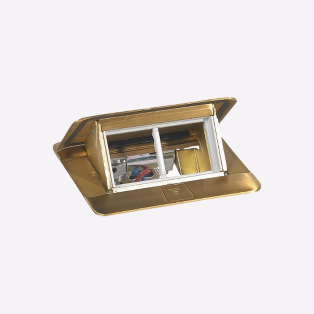 4 MODULE POP-UP BOX BRUSHED BRASS - LEGRAND | Plaza Middle East