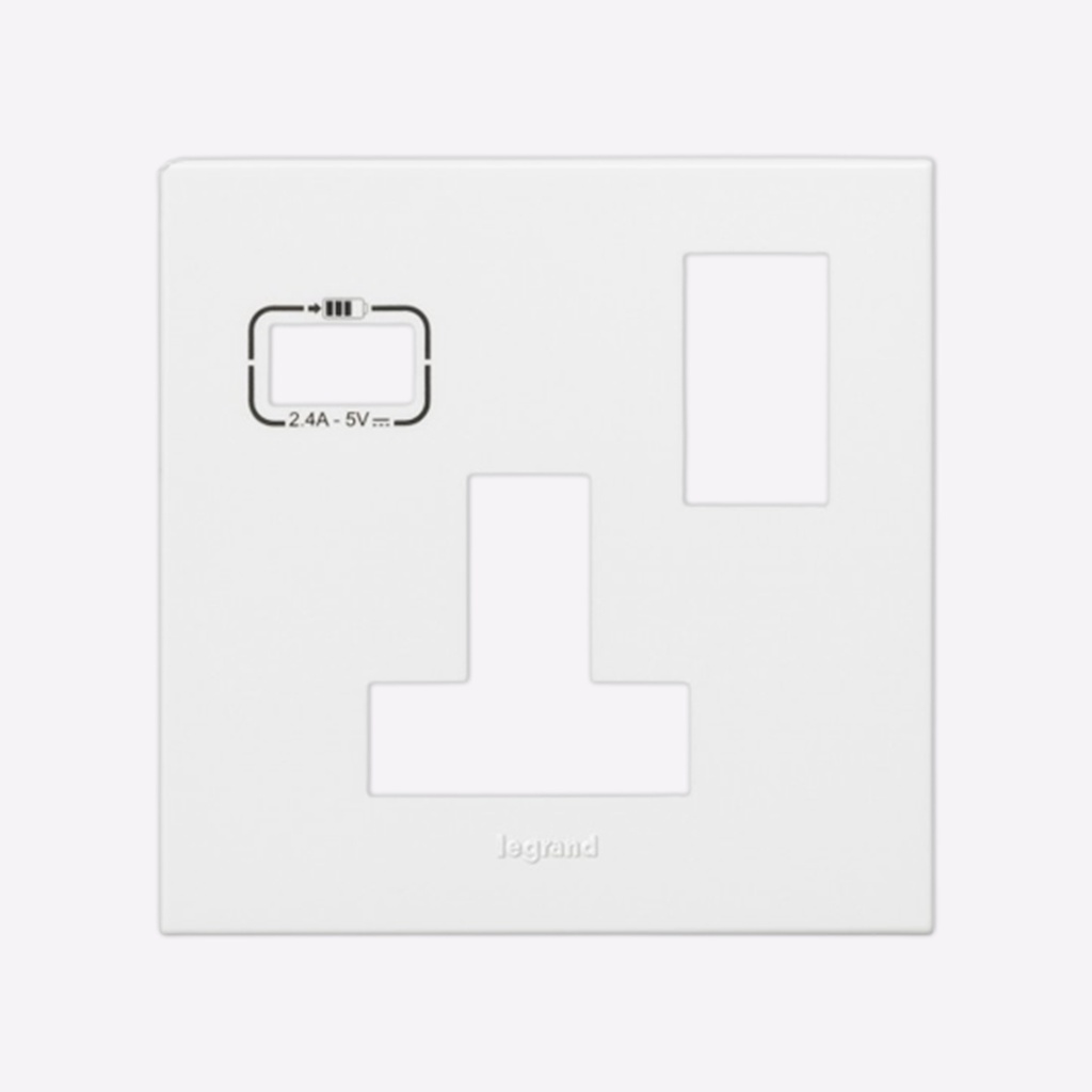 13A 1G S/SOCKET PLATE + USB WHITE ARTEOR - LEGRAND | Plaza Middle East