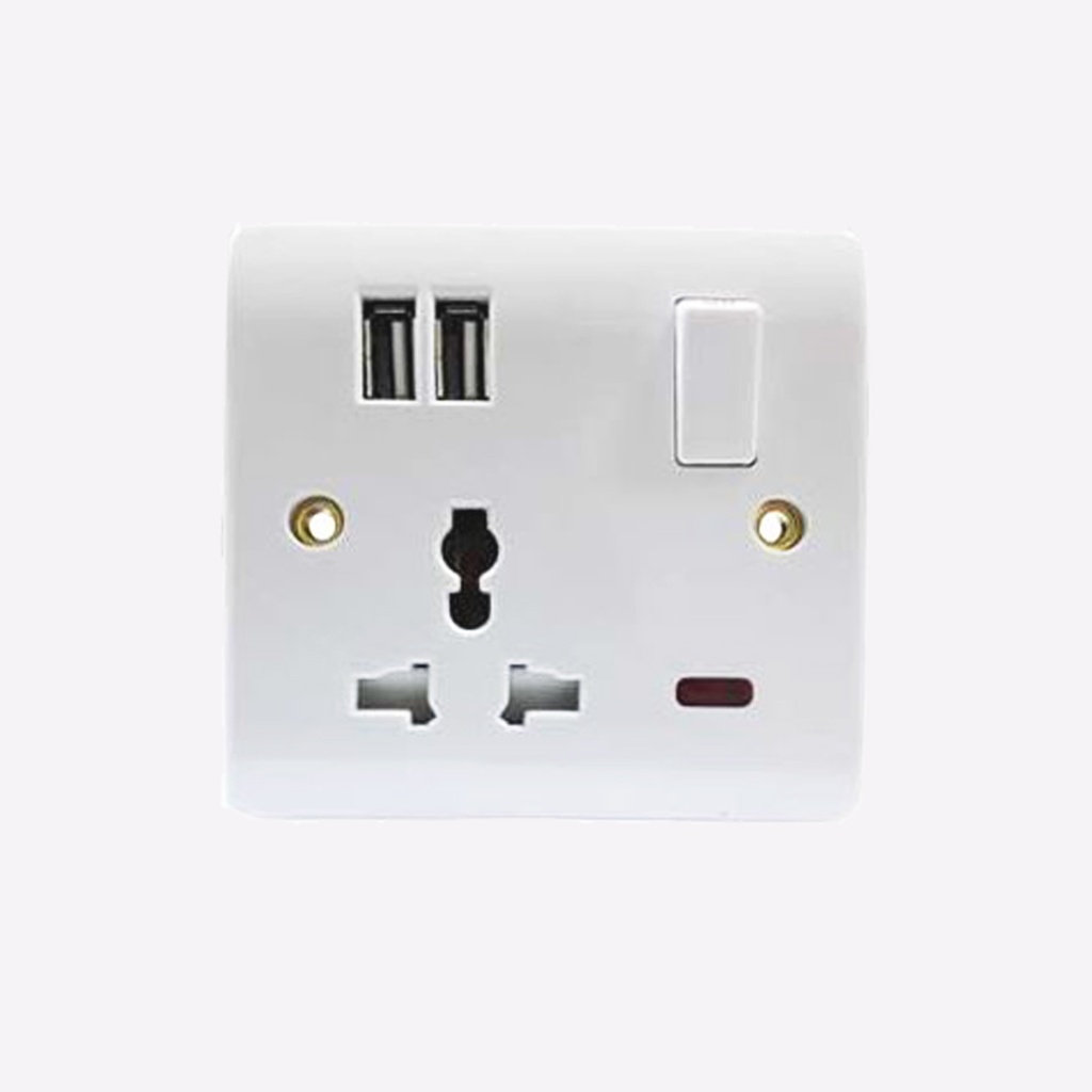 13A 1G UNIVERSAL S/SOCKET WITH 2USB WHITE - NOVEX | Plaza Middle East