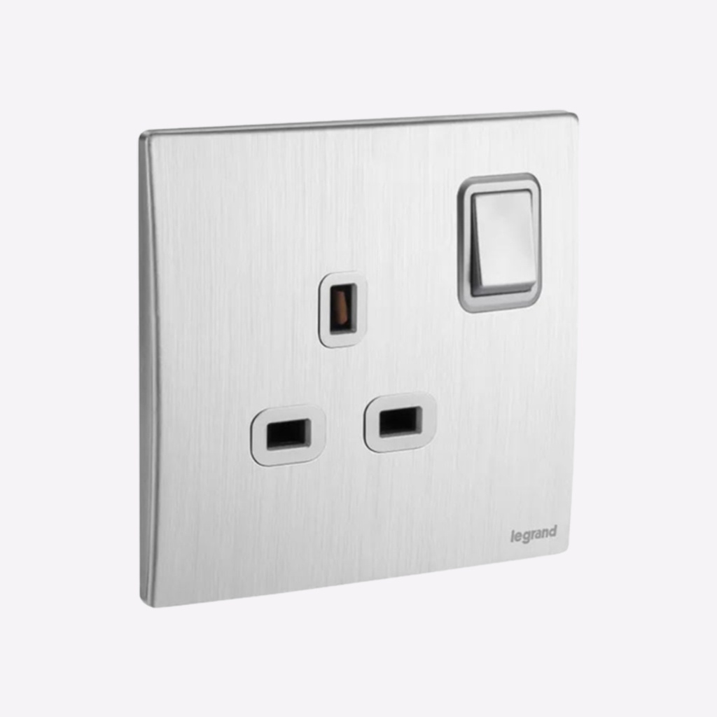 13A 1G SWITCH SOCKET MALLIA SENSES BRUSHED ALUMINIUM - LEGRAND | Plaza ...