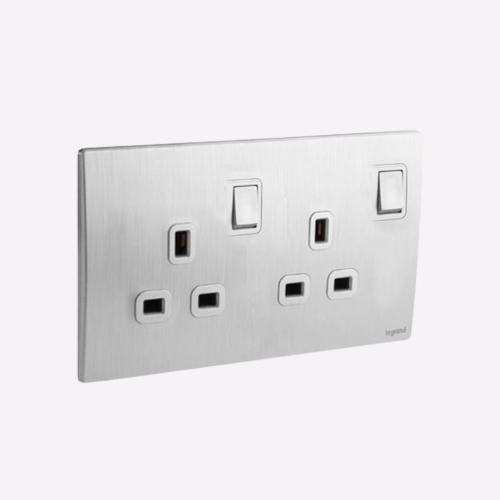 13A 2G SWITCH SOCKET MALLIA SENSES BRUSHED ALUMINIUM - LEGRAND | Plaza ...