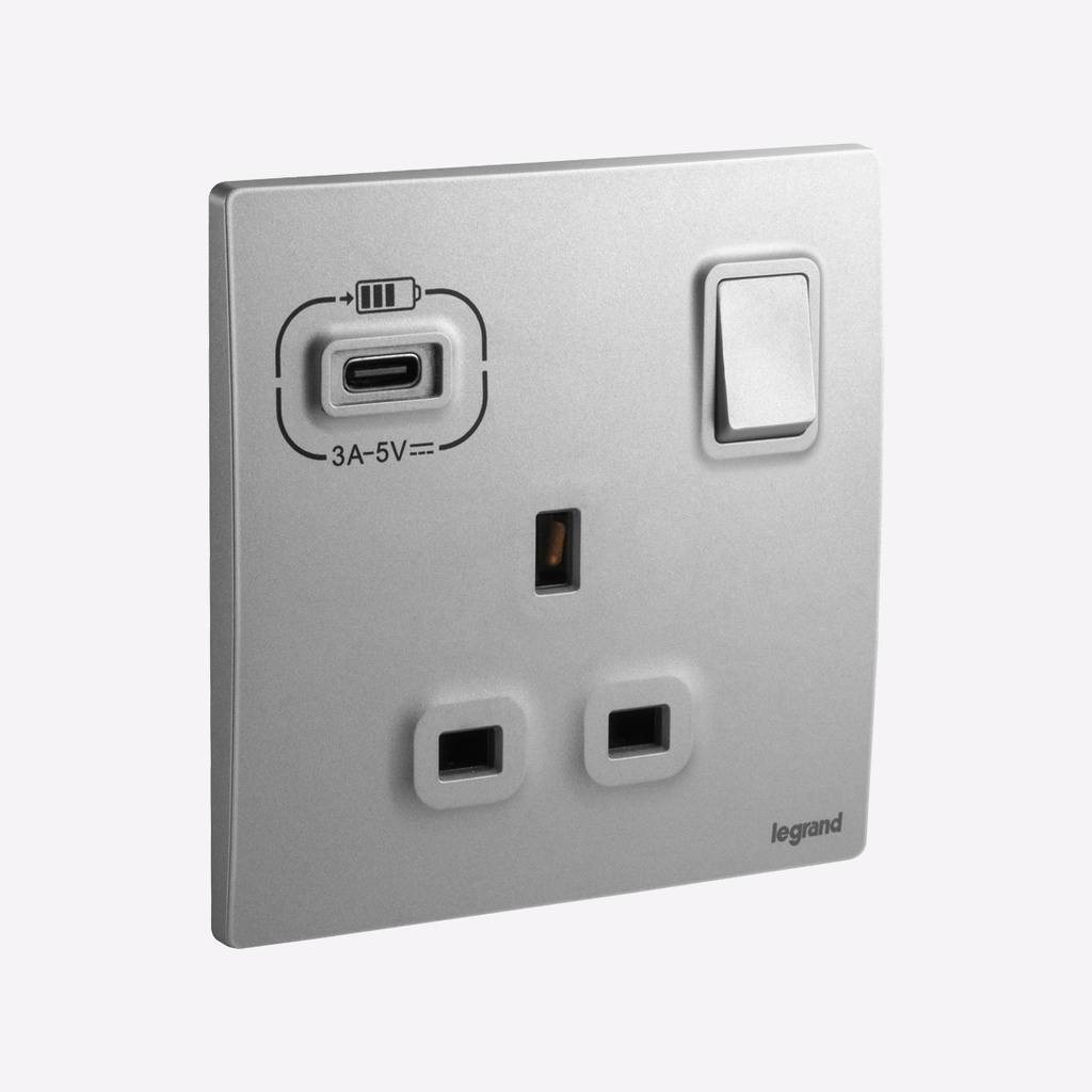 Buy 10A 1G 1way Switch Mallia Silver - Legrand online Dubai, UAE
