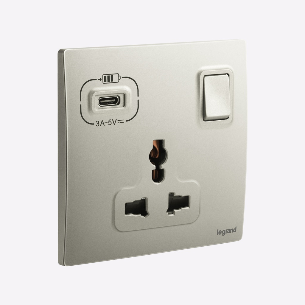 Buy 10A 1G 1way Switch Mallia Silver - Legrand online Dubai, UAE