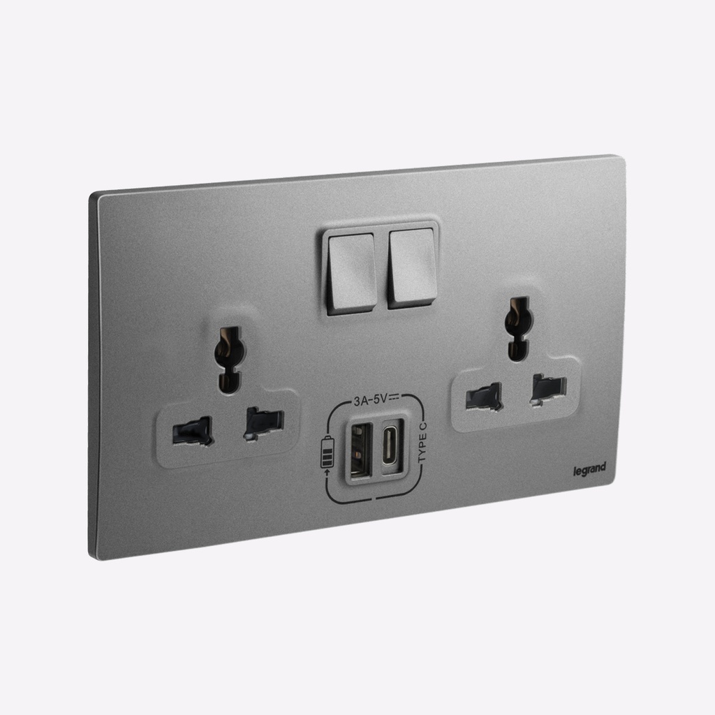 Buy 10A 1G 1way Switch Mallia Silver - Legrand online Dubai, UAE