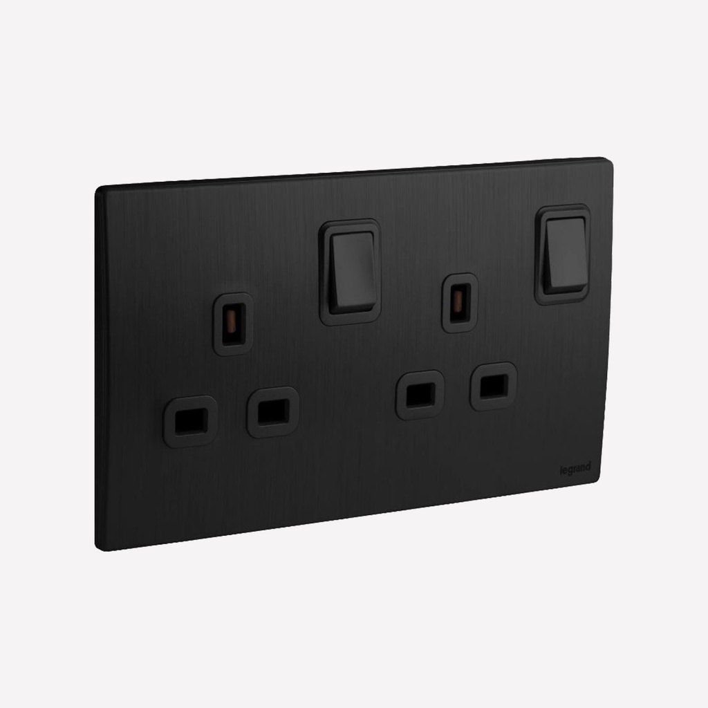 13A 2G SWITCH SOCKET MALLIA SENSES BRUSHED BLACK - LEGRAND | Plaza Middle East