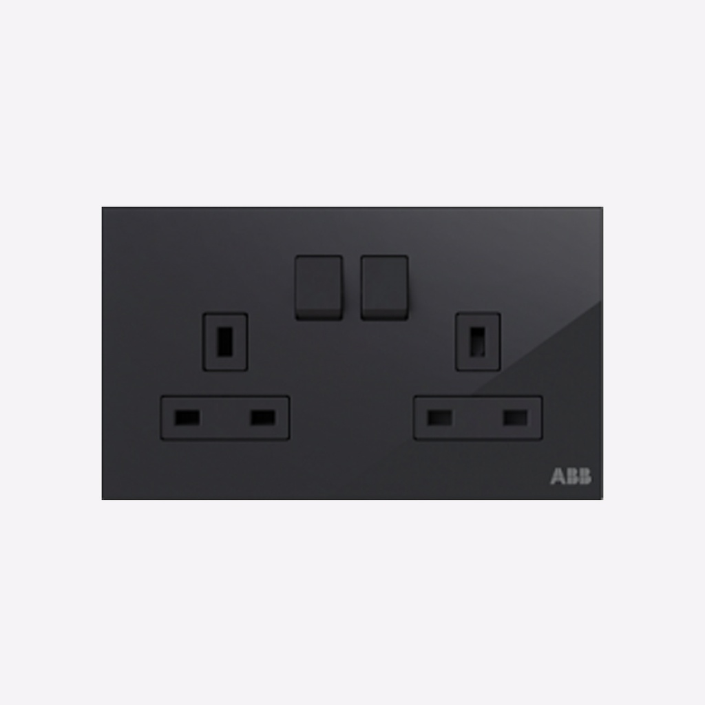 13A 2G DP S/SOCKET MILLENIUM BLACK GLASS - ABB | Plaza Middle East