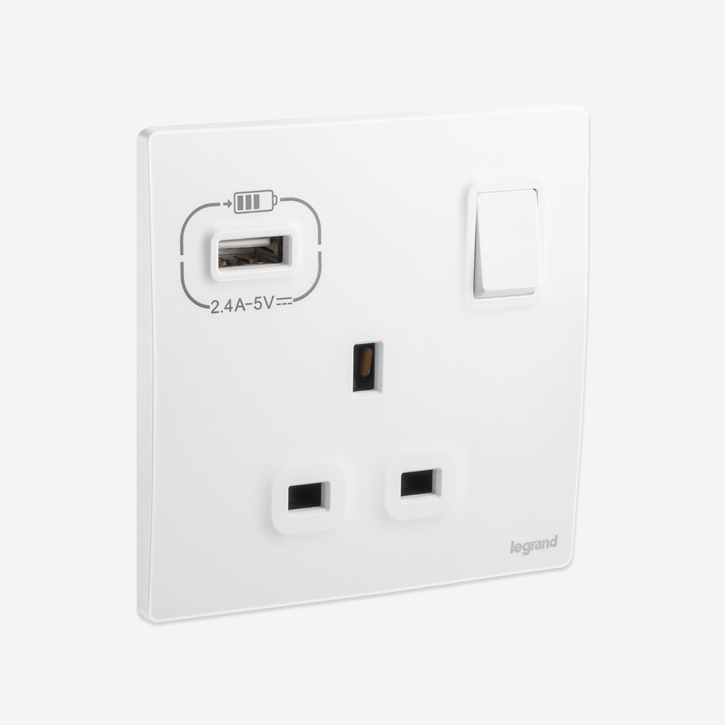Buy 10A 1G 1way Switch Mallia Silver - Legrand online Dubai, UAE