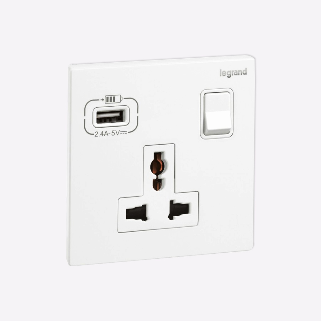 Buy 10A 1G 1way Switch Mallia Silver - Legrand online Dubai, UAE