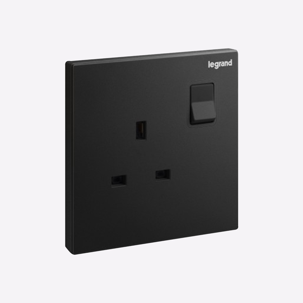 13A 1G SWITCH SOCKET+LED GALION MATT BLACK - LEGRAND | Plaza Middle East