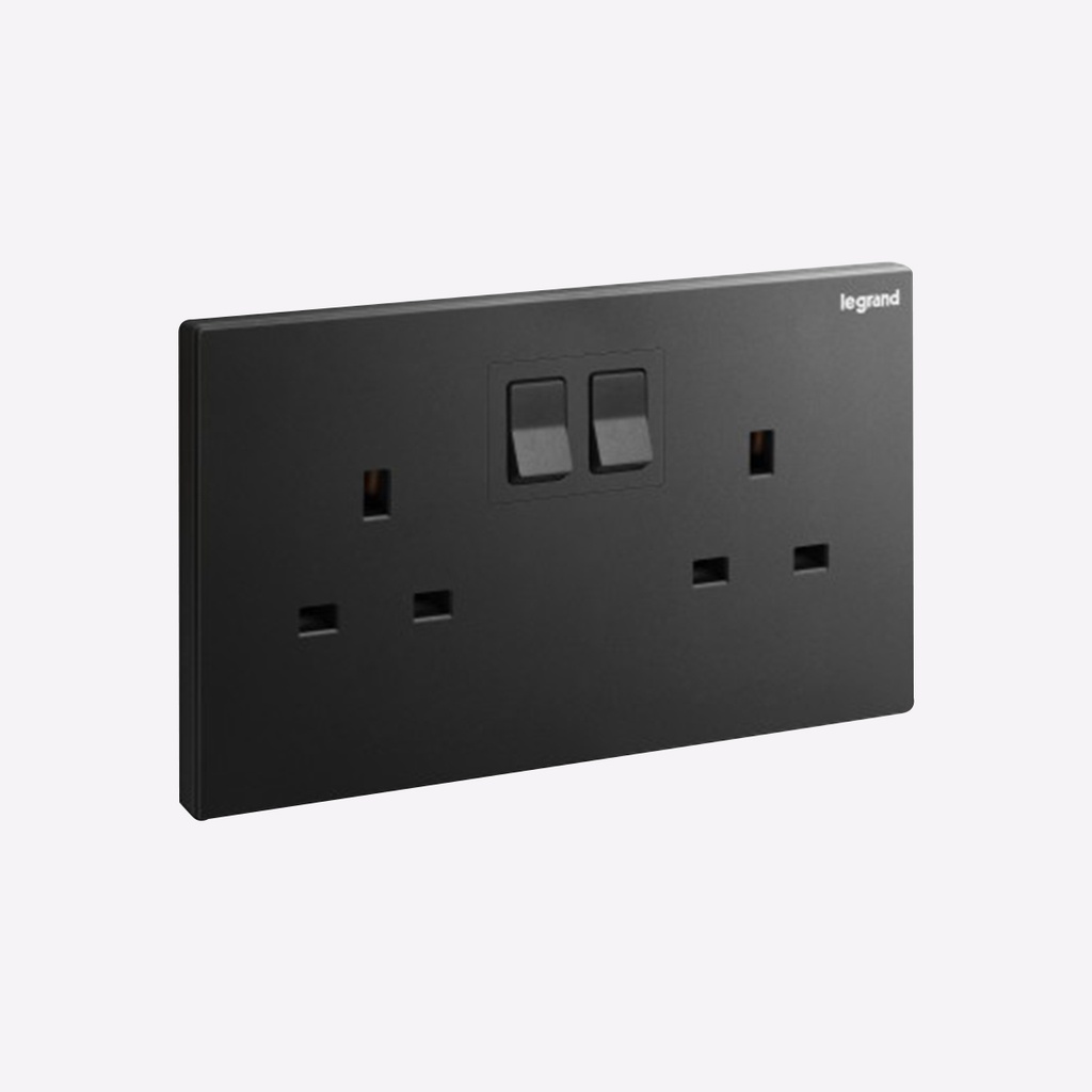 13A 2G SWITCH SOCKET+LED GALION MATT BLACK - LEGRAND | Plaza Middle East