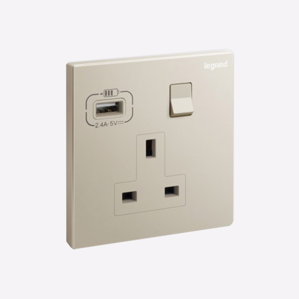 13A 1G SWITCH SOCKET+USB TYPE A GALION CHAMPAGNE - LEGRAND | Plaza ...
