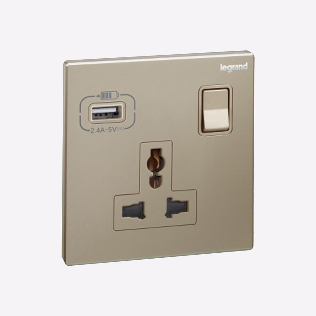 13A 1G UNIVERSAL SWITCH SOCKET+USB TYPE A GALION CHAMPAGNE - LEGRAND ...
