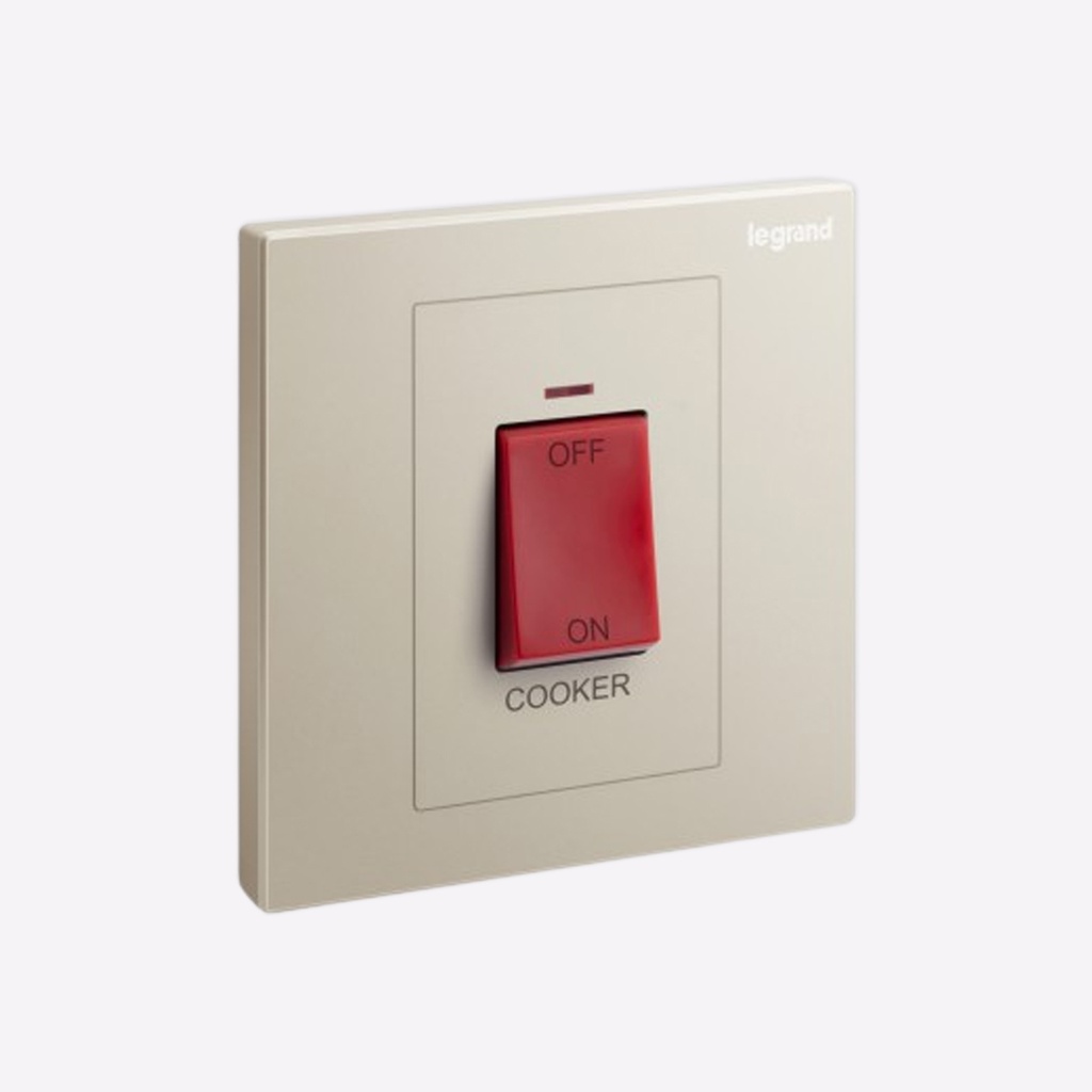 45A COOKER SWITCH + LED GALION CHAMPAGNE (3X3) - LEGRAND | Plaza Middle ...