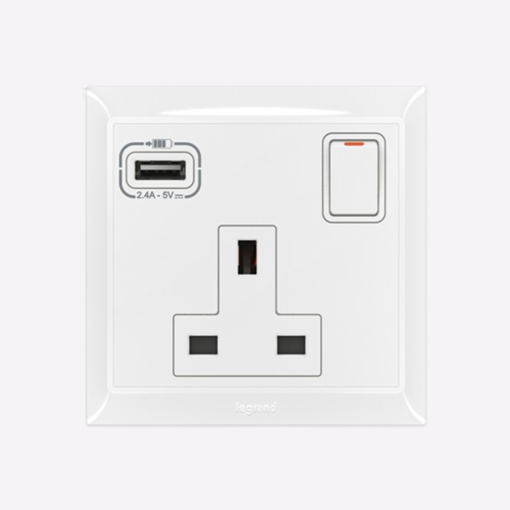 13A 1G SWITCH SOCKET + USB TYPE A BELANKO-S WHITE - LEGRAND | Plaza ...