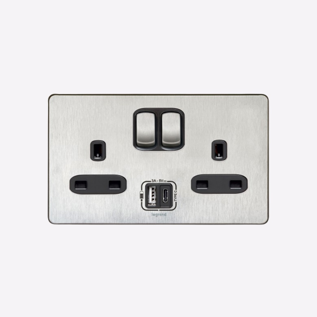 13A 2G SWITCH SOCKET+USB A & C SYNERGY SLEEK BSS - LEGRAND | Plaza ...