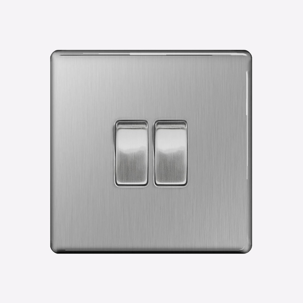 10A 2G 2WAY SWITCH FLATPLTE SCREWLESS BSS - BG | Plaza Middle East