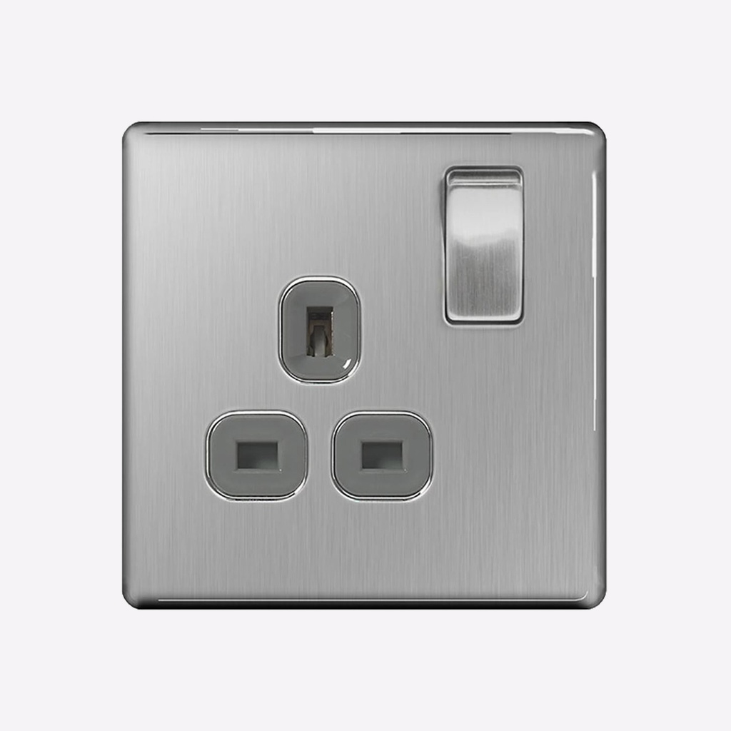 13A 1G S/SOCKET FLATPLTE SCREWLESS BSS - BG | Plaza Middle East