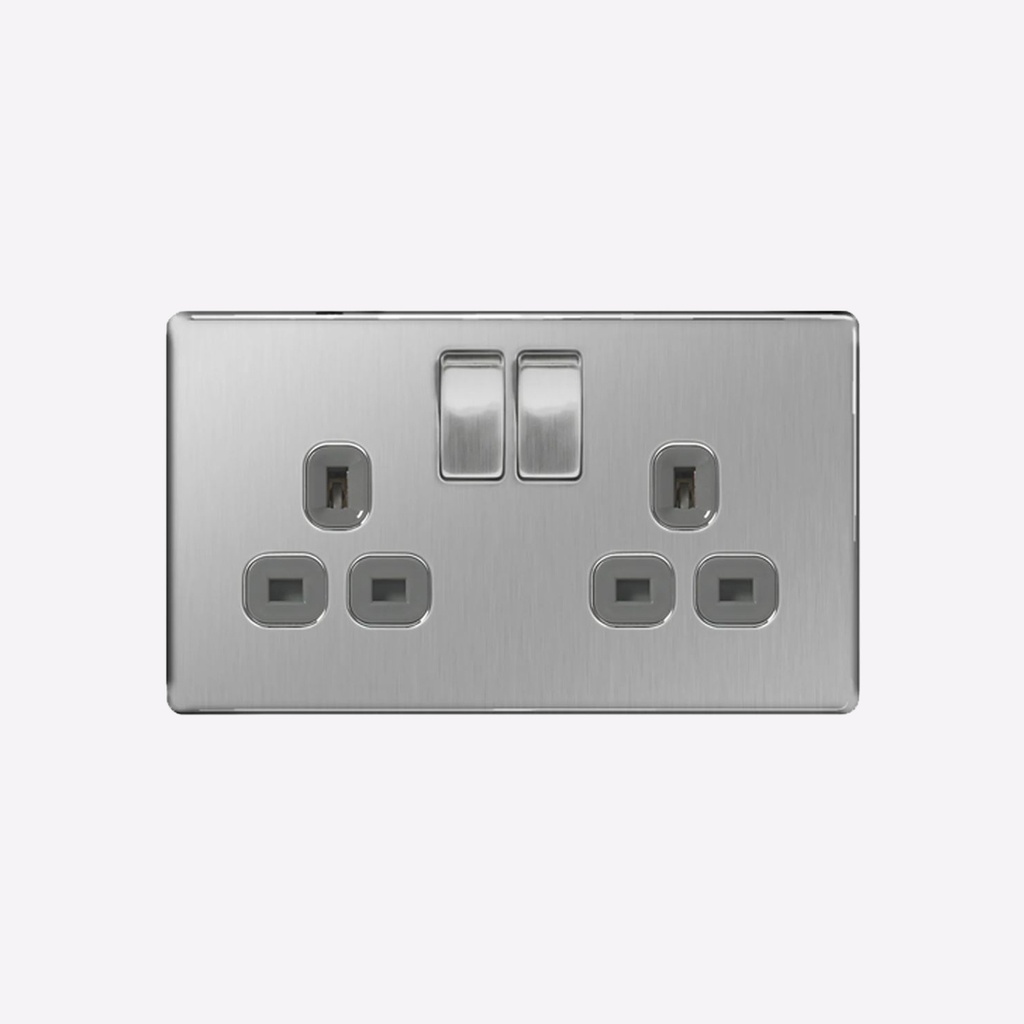 13A 2G SWITCH SOCKET FLATPLTE SCREWLESS BSS - BG | Plaza Middle East