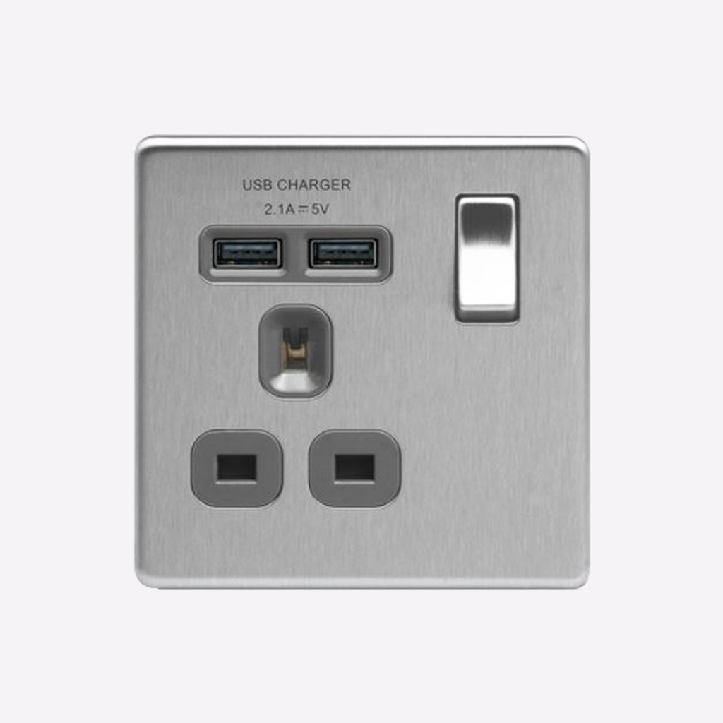 13A 1G SWITCH SOCKET WITH 2USB TYPE-A FLATPLTE SCREWLESS BSS - BG ...